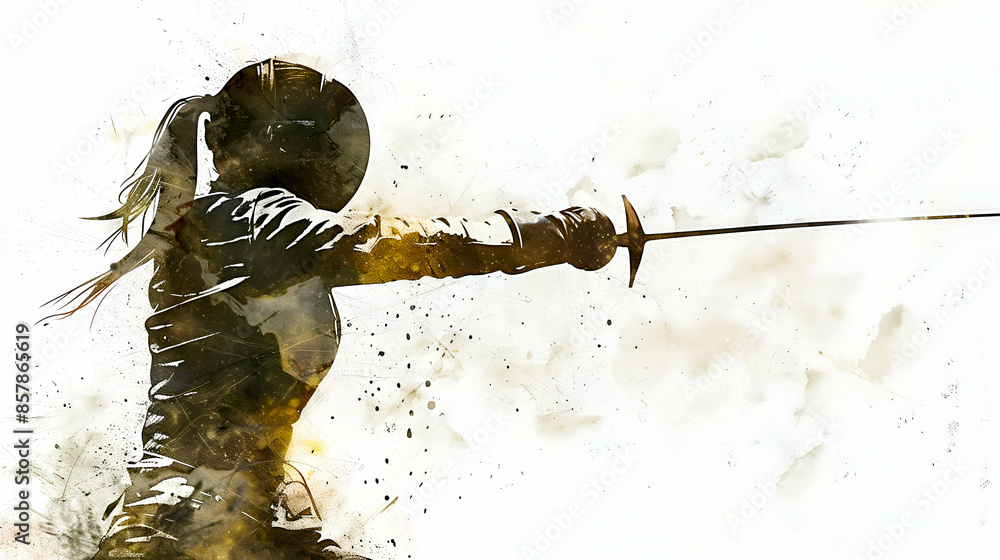 Dynamic Silhouette of a Fencer in Action A dynamic silhouette of a ...
