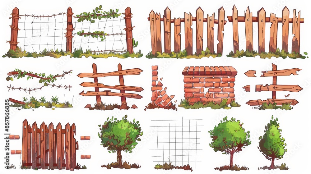 Various fences for gardens, barns, houses, terraces, backyards, and ...