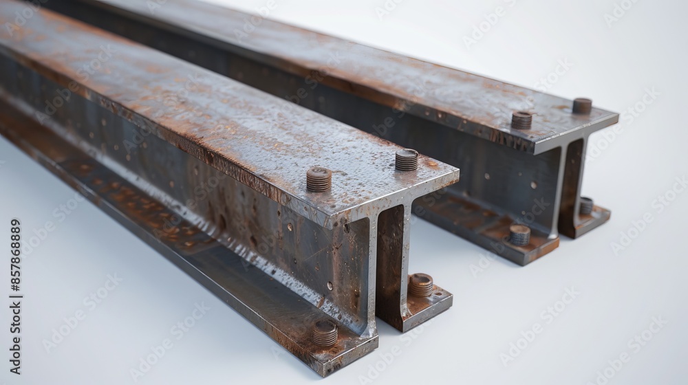 Beams for a construction, girders for a structure. Modern realistic set ...