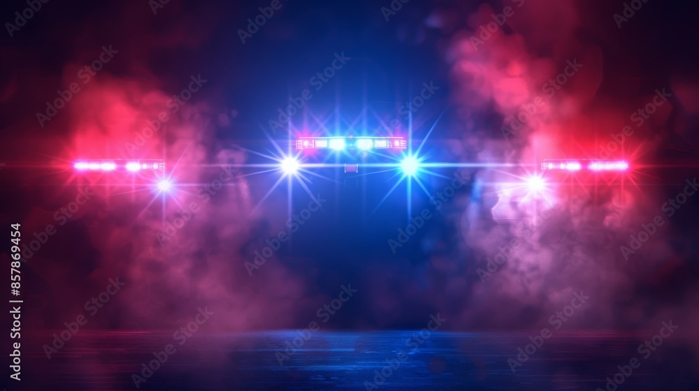 An illustration of realistic police car headlights flashing on a ...