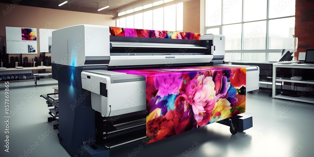 Highres large format printer mockup in CMYK offset printing. Concept ...