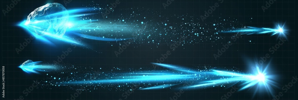 Asteroids, shooting stars, missiles, rockets, burning rocks falling ...