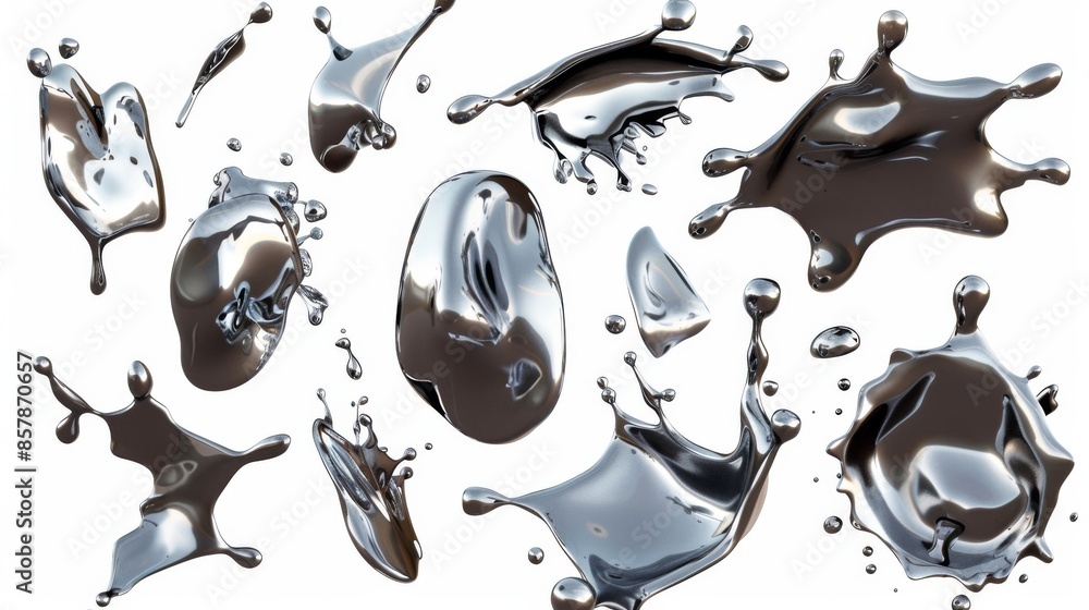 The 3d metal shape of a fluid for a y2k design. Realistic modern ...