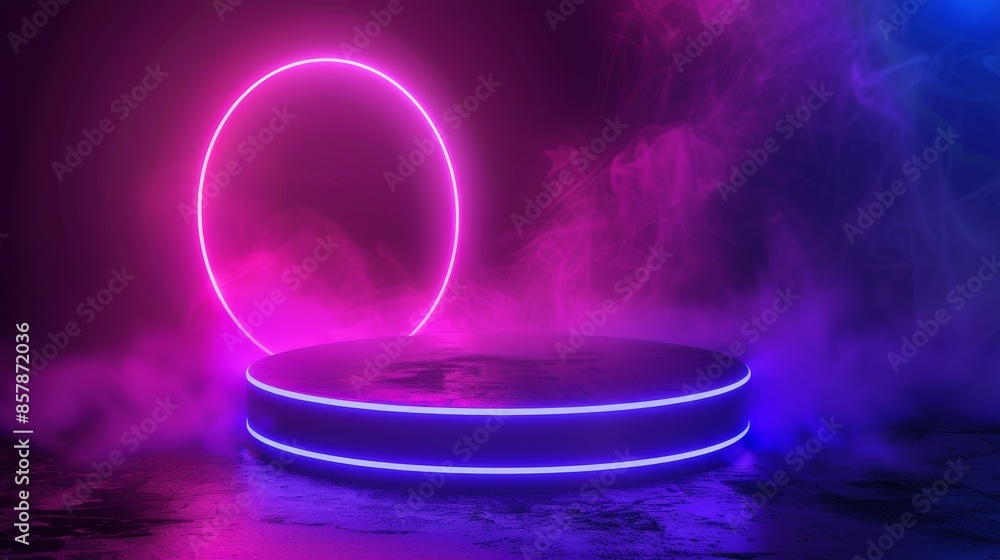 Object on a black background with a round platform. Modern realistic ...