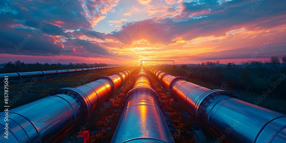 Refining Process of Oil and Gas Pipelines for Transportation. Concept ...