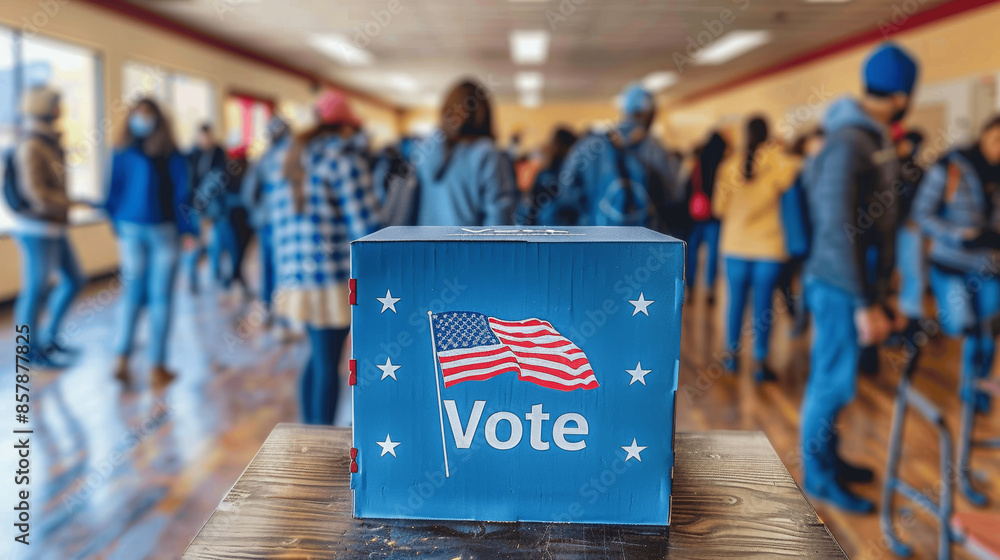 USA Flag Vote Booth School Polling Station Interior Classroom Election ...