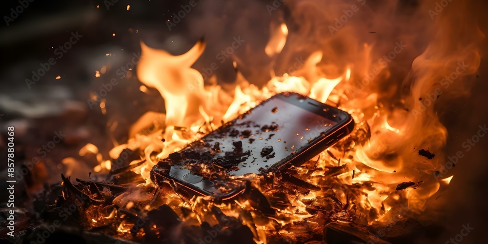 Smartphone fire and destruction caused by overcharged battery explosion ...