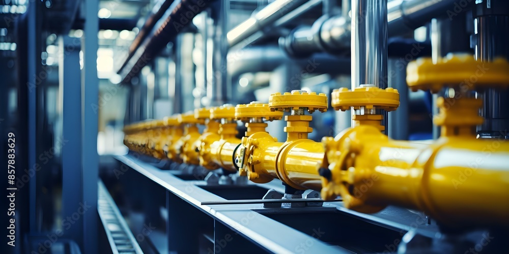 Valves controlling flow in industrial water or chemical pipelines at ...