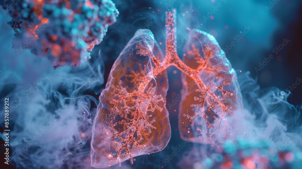 In a magnified microscope, blue is the color of the bronchitis, normal ...