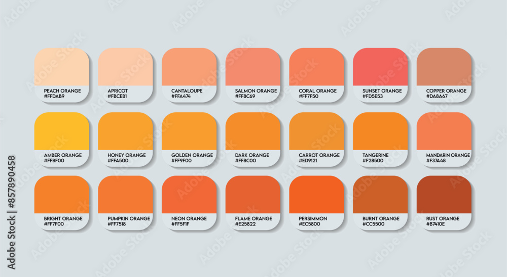 Orange Color Palette, Orange Color Guide Palette with Color Names ...