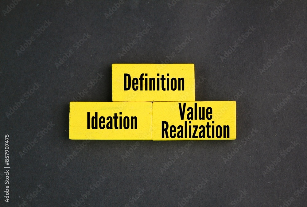 under construction signyellow stick with the words Definition, Ideation ...