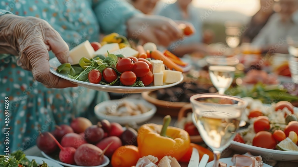 elderly woman celebrating National Picnic Day adult happiness ...
