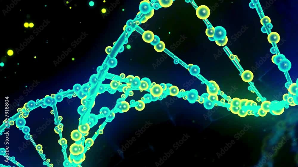 Futuristic Rotating White DNA Strand with Genetic Codes and abstract ...