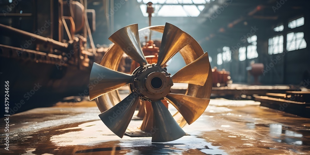 Inspecting a cargo ship propeller in dry dock. Concept Marine ...