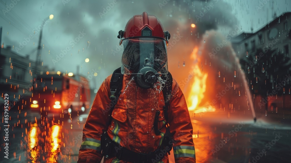 Fireman,Firefighter training Firefighters using water and fire ...