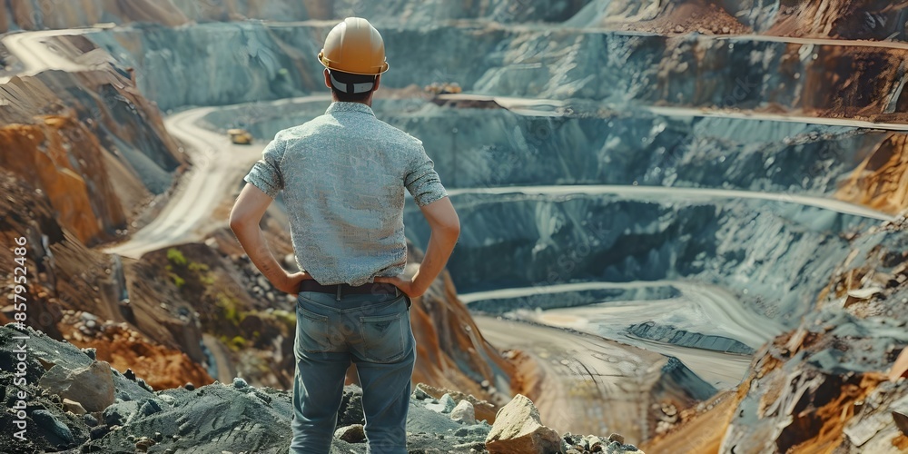 Supervising Open Pit Operations at a Copper Mine for Safety. Concept ...