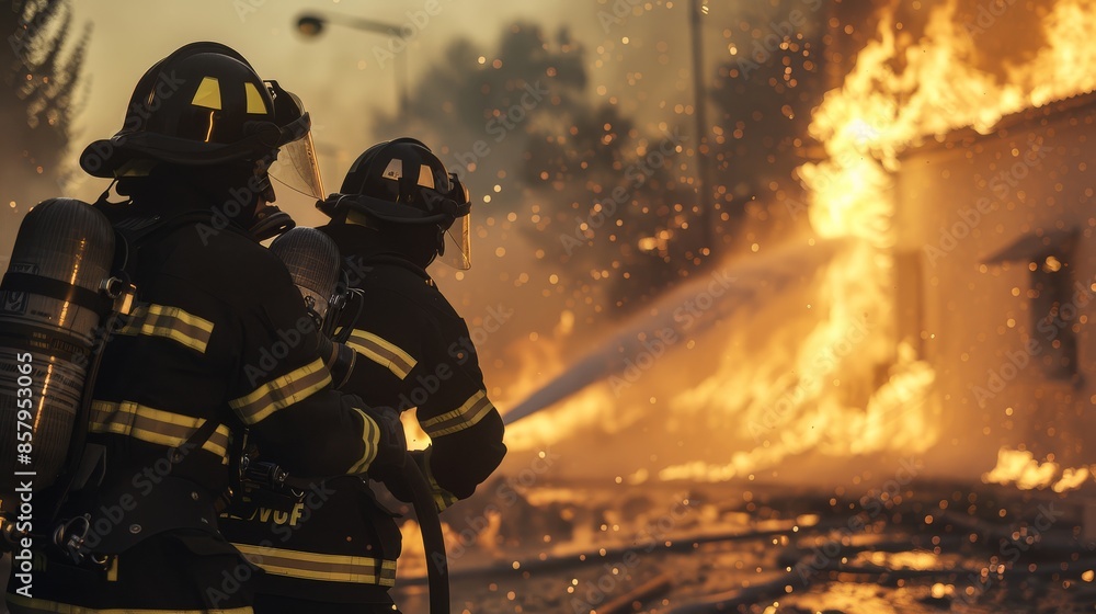 Fireman,Firefighter training Firefighters using water and fire ...