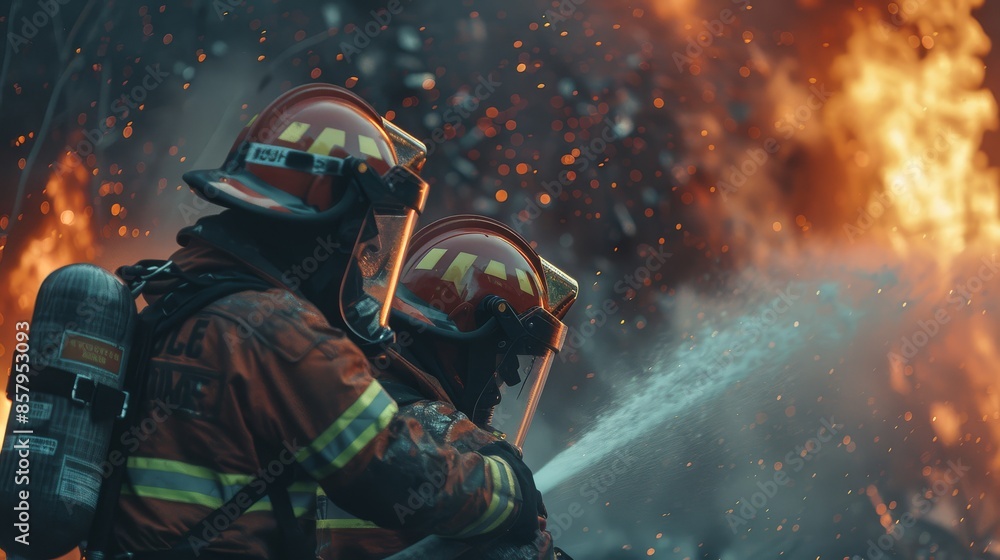 Fireman,Firefighter training Firefighters using water and fire ...