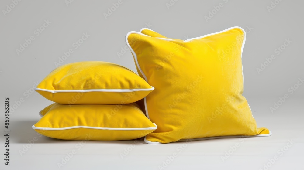playful lemon yellow cushions with smooth acrylic texture from ...