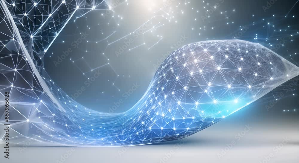 A high tech background with a digital mesh network design in silver and ...