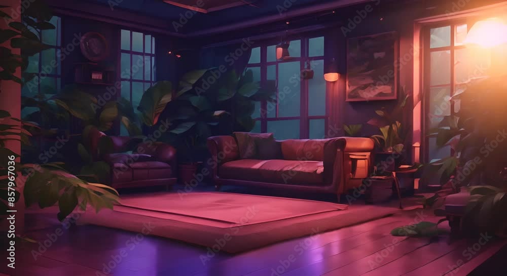 Virtual backgrounds loop animation stream overlay cozy lo fi living ...