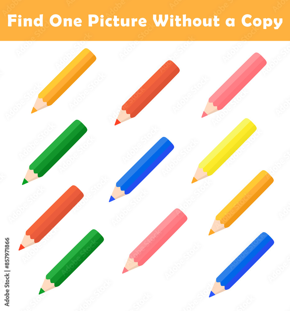 Find One Picture Without a Copy for Preschool Children. Find same ...