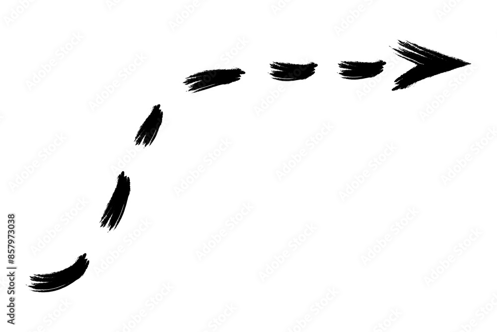 Dotted arrow. Sketch. The pointer is bent and pointed up and to the ...