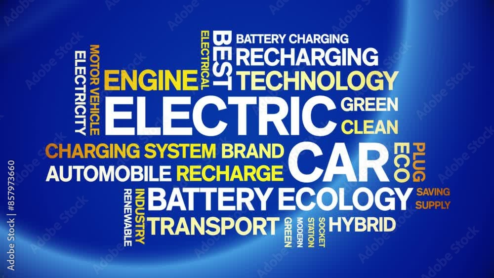 Electric Car animated word cloud;text design animation tag kinetic ...