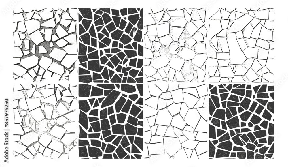 Broken tiles mosaic pattern. Stone on ground vector, round rock ...