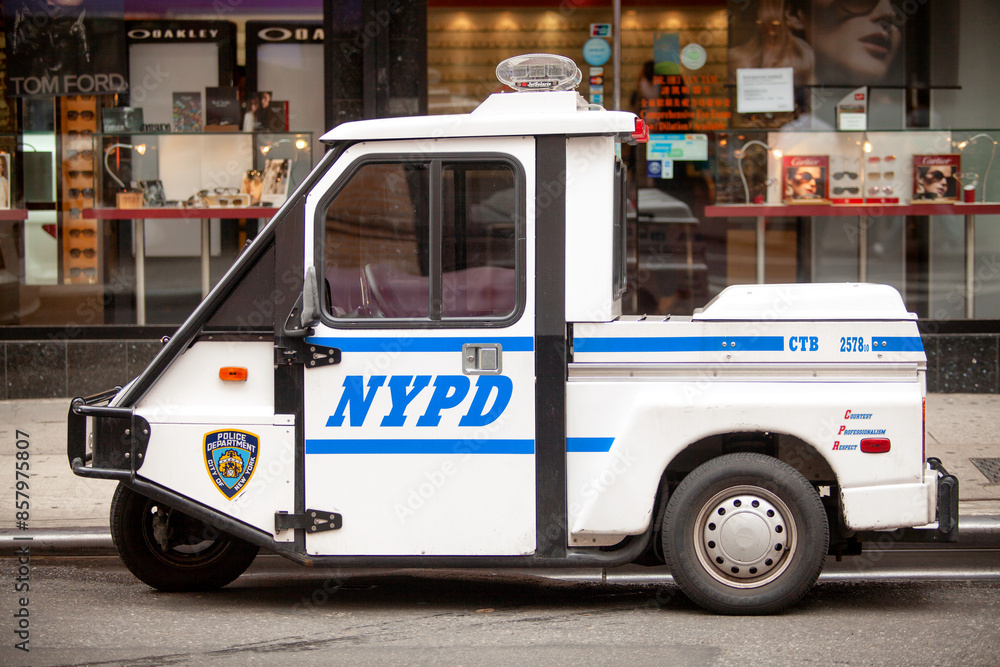 New York Police Department three wheeled scooter Stock Photo | Adobe Stock