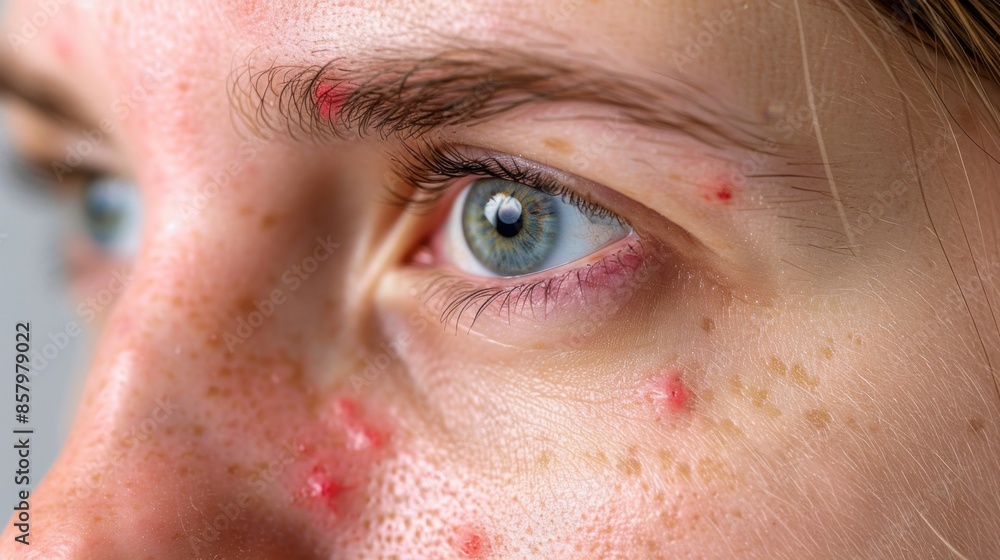 Close-up view captures a circular, crimson rash on the skin, signaling ...