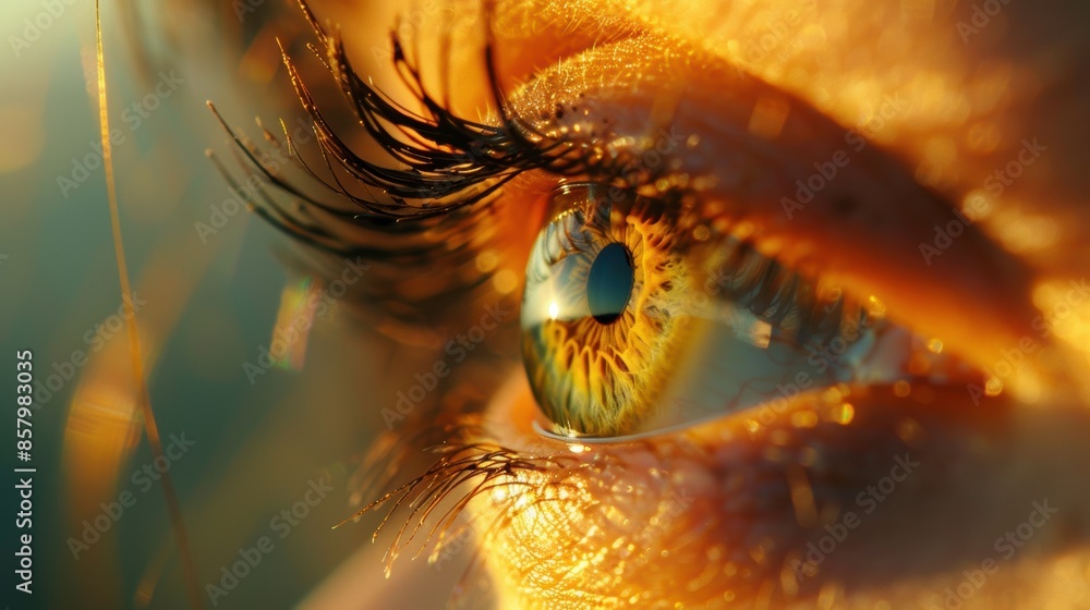 love feeling , Close-up photo of an Australian human eye illuminated by ...