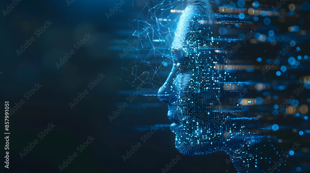 Face of futuristic and Innovative Imagery AI and Automation use of ...