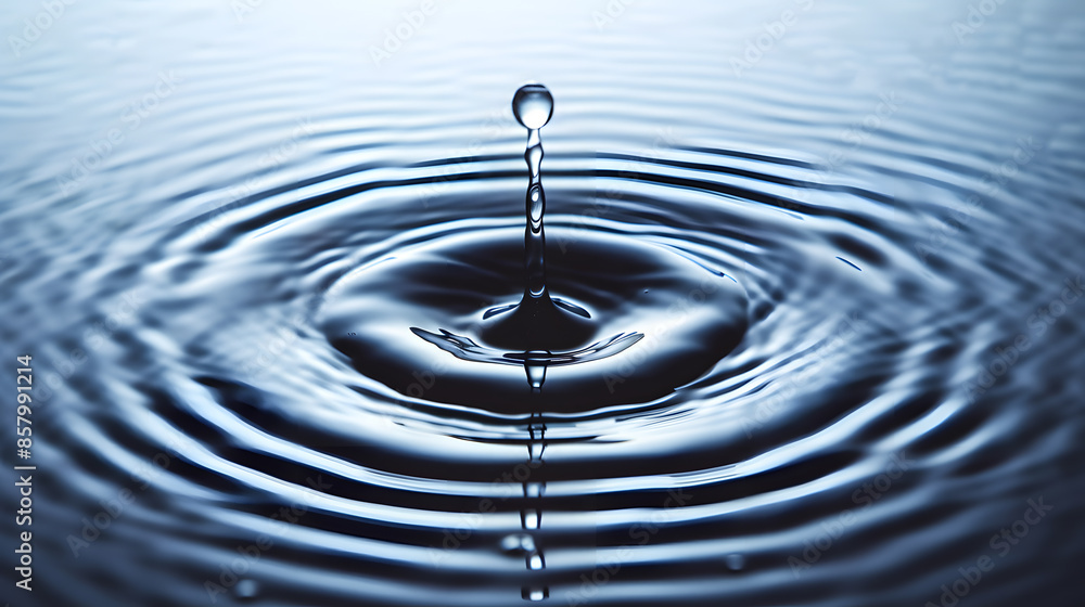 Drop of water falling into a puddle, creating a ripple effect ...