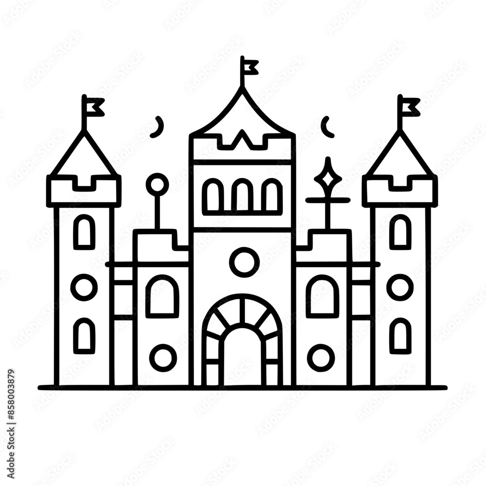 Princess palace, castle icon, castle, Castle png, Line Art Castle ...