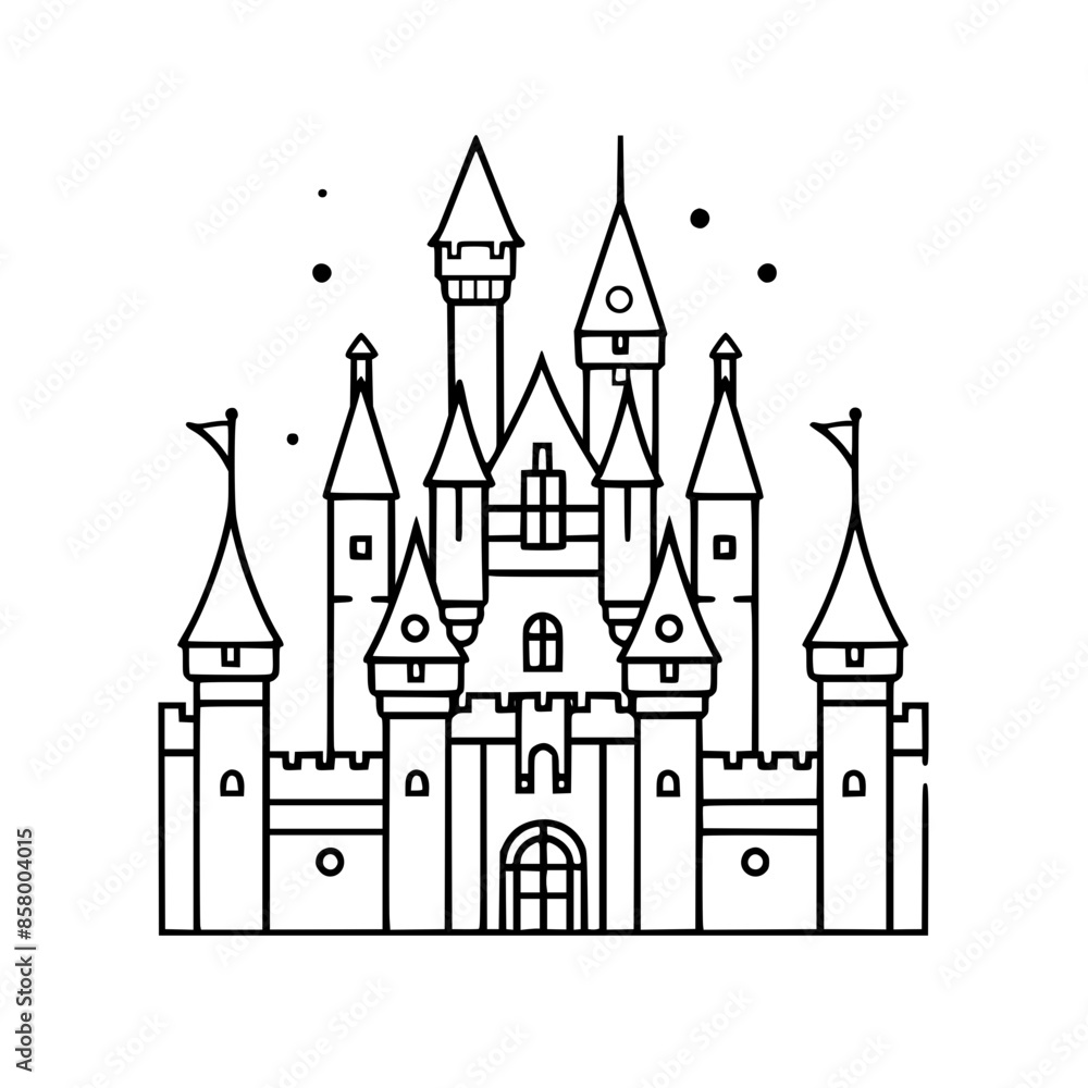 Princess palace, castle icon, castle, Castle png, Line Art Castle ...