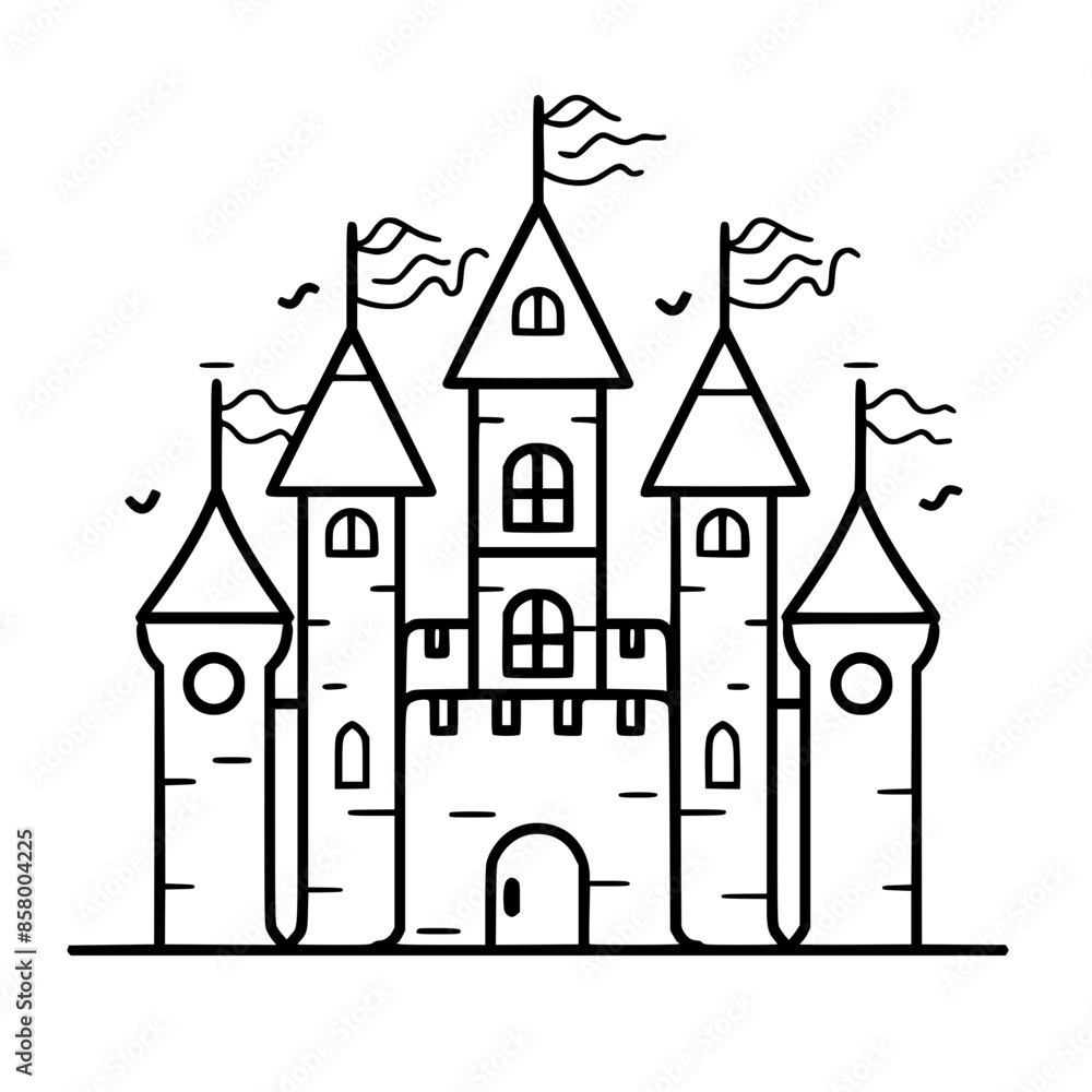 Princess palace, castle icon, castle, Castle png, Line Art Castle ...