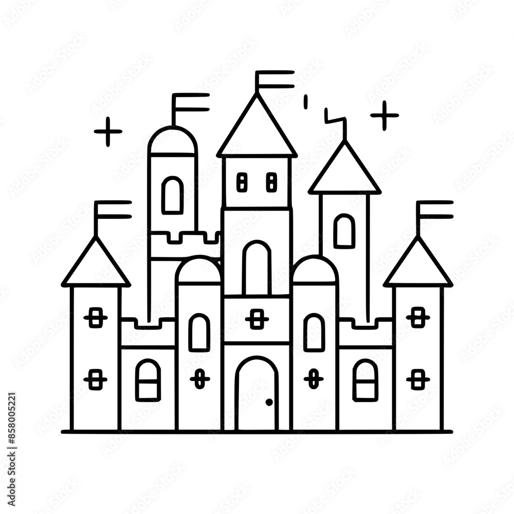 Princess palace, castle icon, castle, Castle png, Line Art Castle ...