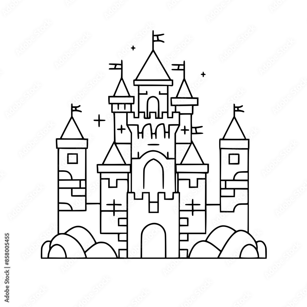Princess palace, castle icon, castle, Castle png, Line Art Castle ...