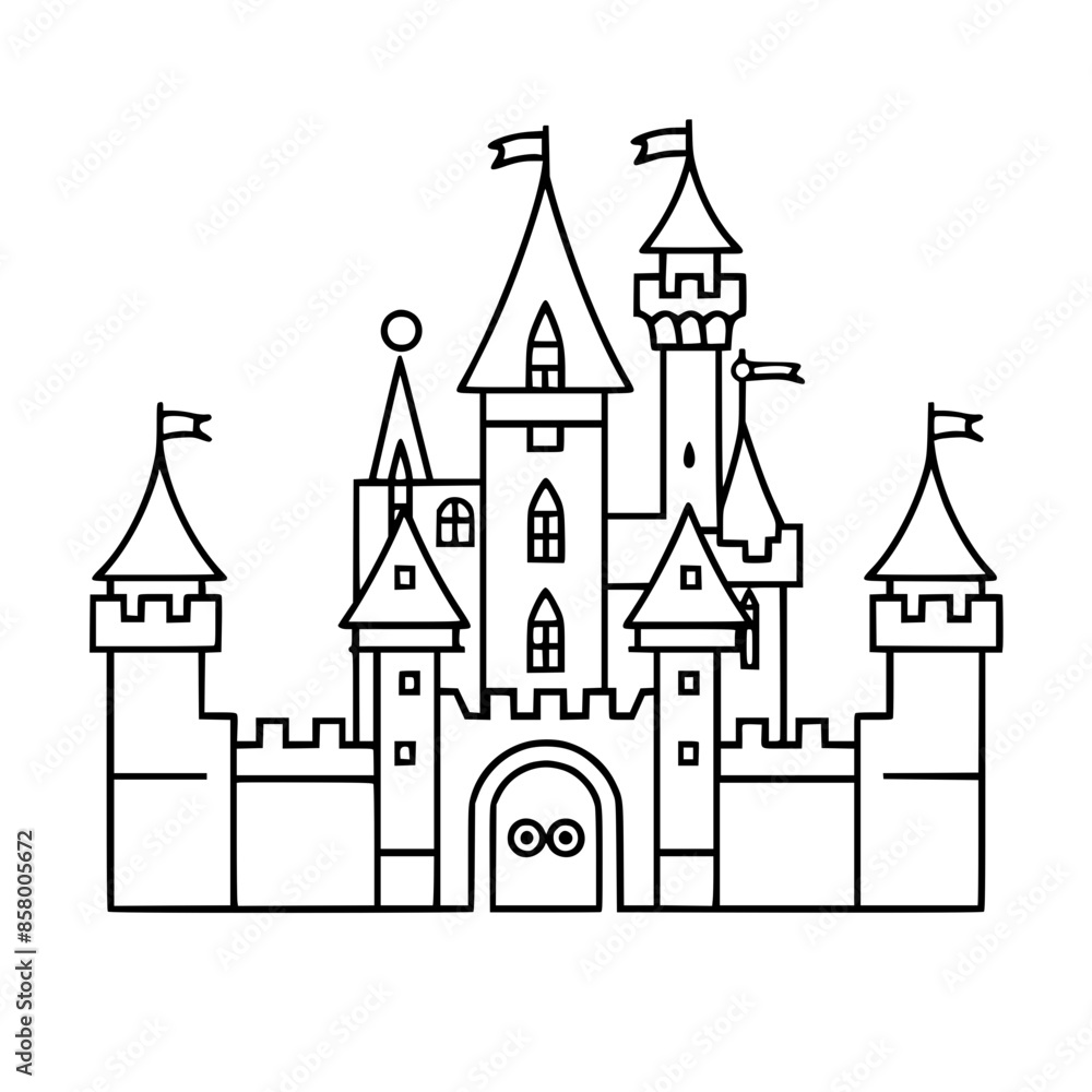Princess palace, castle icon, castle, Castle png, Line Art Castle ...