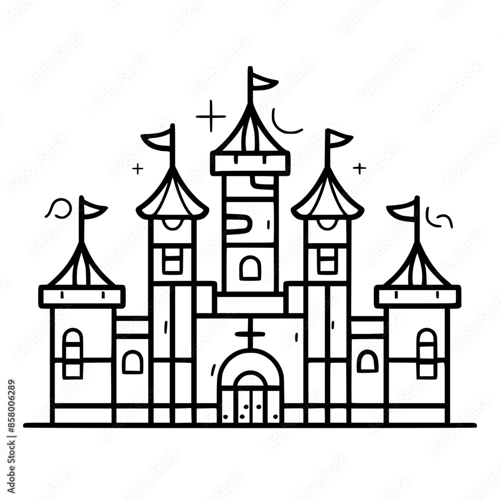 Princess palace, castle icon, castle, Castle png, Line Art Castle ...