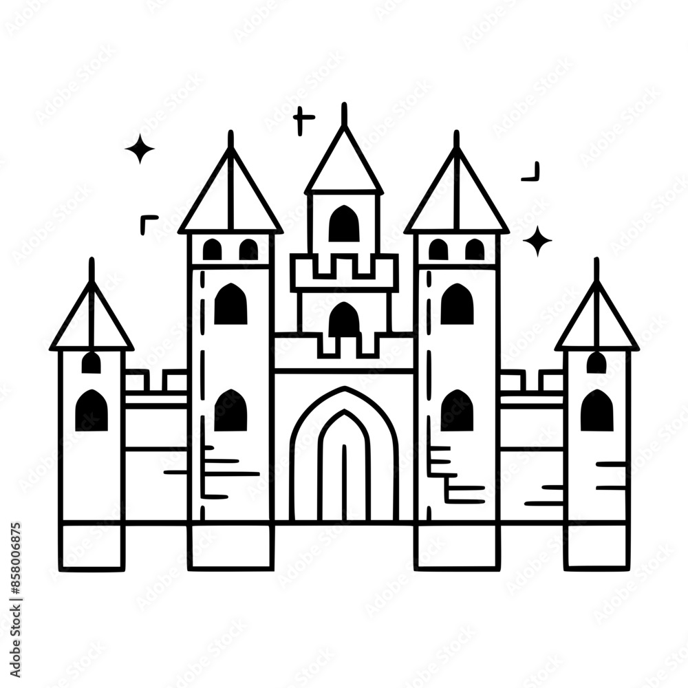 Princess palace, castle icon, castle, Castle png, Line Art Castle ...