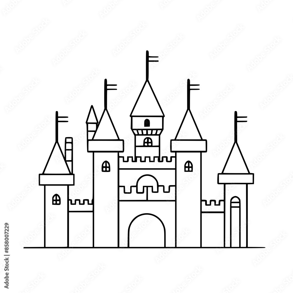 Princess palace, castle icon, castle, Castle png, Line Art Castle ...