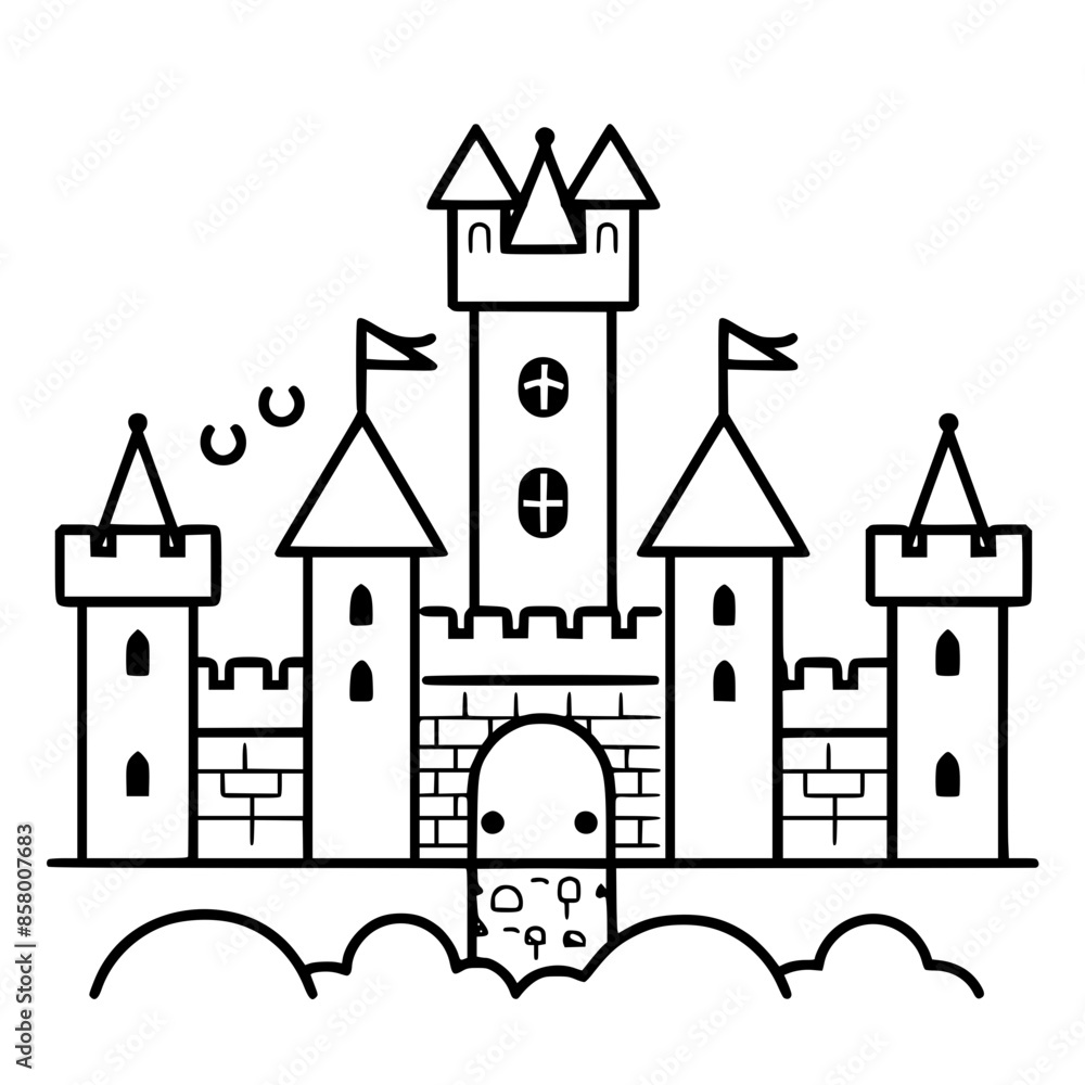 Princess palace, castle icon, castle, Castle png, Line Art Castle ...