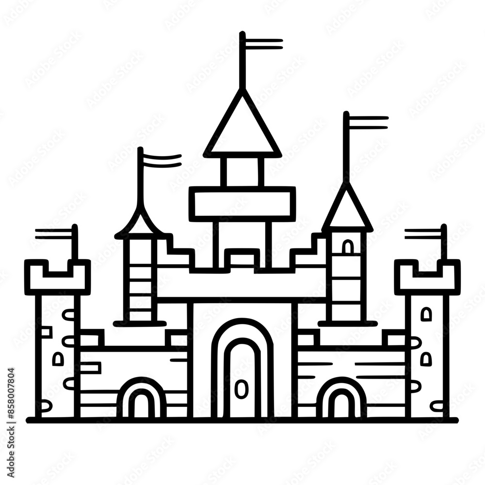 Princess palace, castle icon, castle, Castle png, Line Art Castle ...