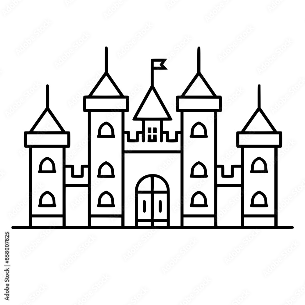 Princess palace, castle icon, castle, Castle png, Line Art Castle ...