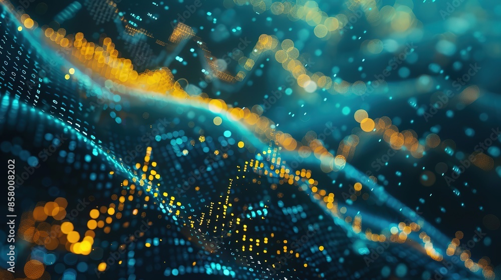 Highly detailed stock market chart background with blue and yellow ...