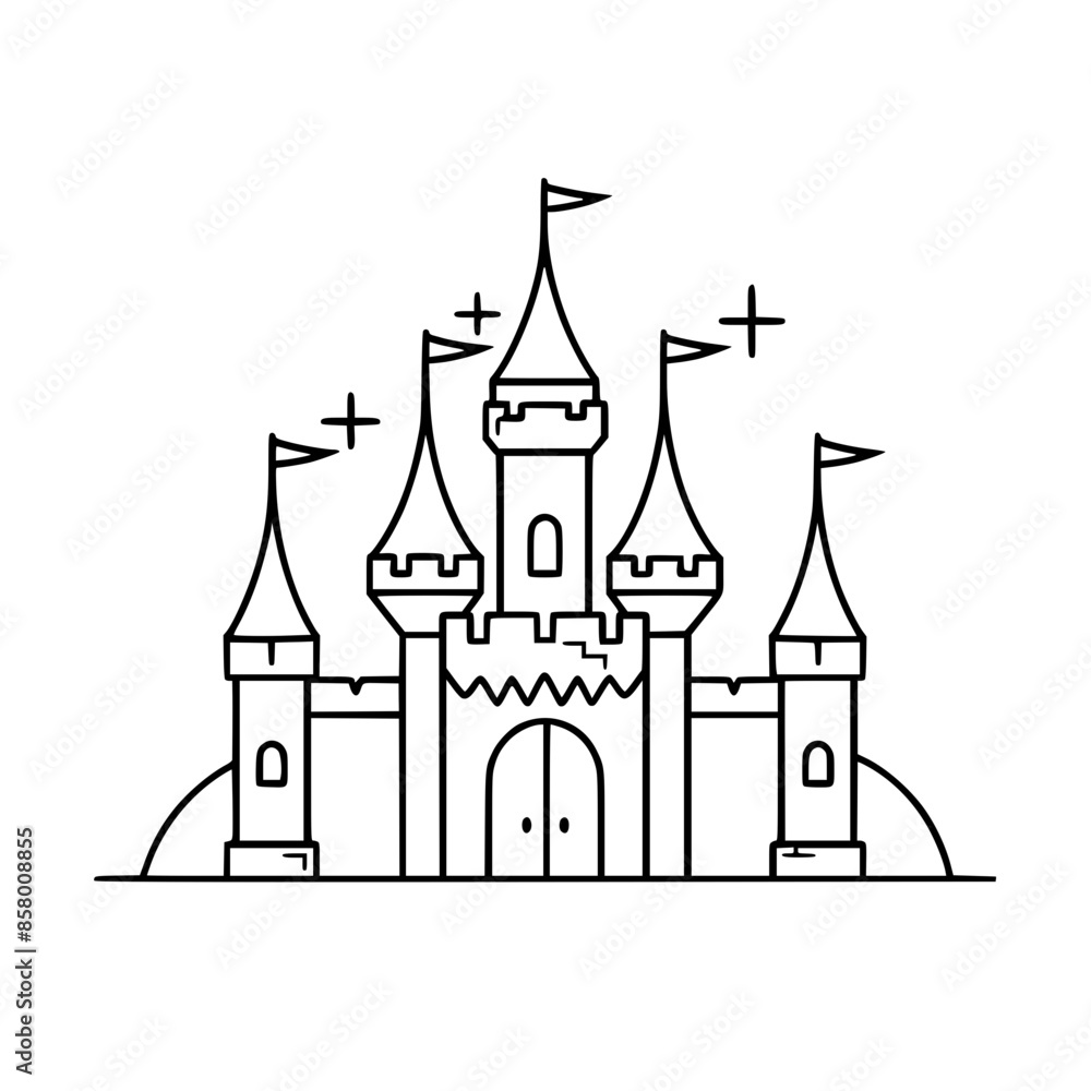 Princess palace, castle icon, castle, Castle png, Line Art Castle ...