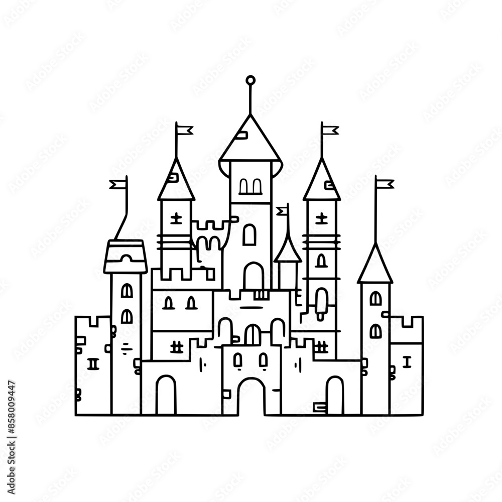 Princess palace, castle icon, castle, Castle png, Line Art Castle ...
