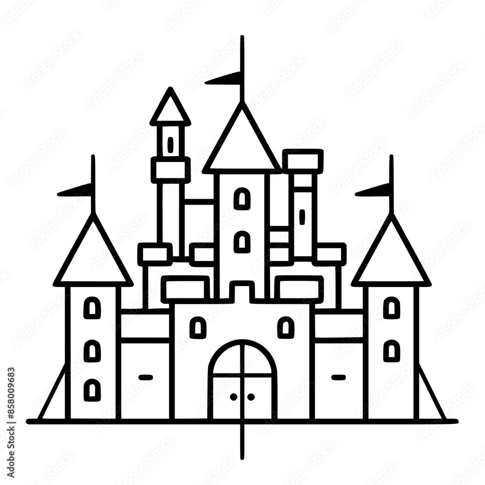 Princess palace, castle icon, castle, Castle png, Line Art Castle ...
